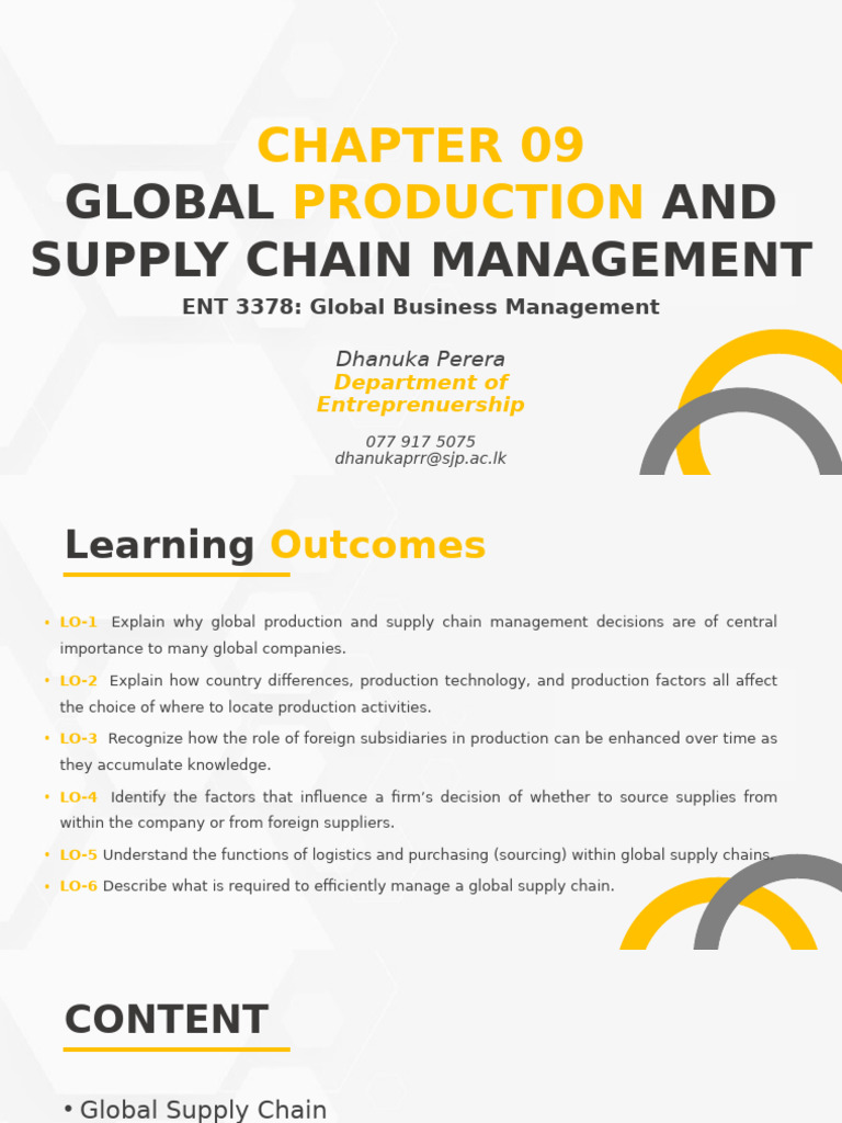 Global Production and Supply Chain Management | PDF | Supply Chain ...