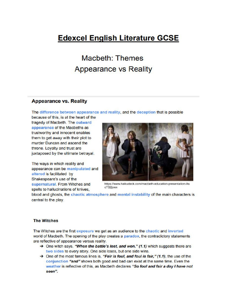 Macbeth-App Vs Reality Theme | PDF