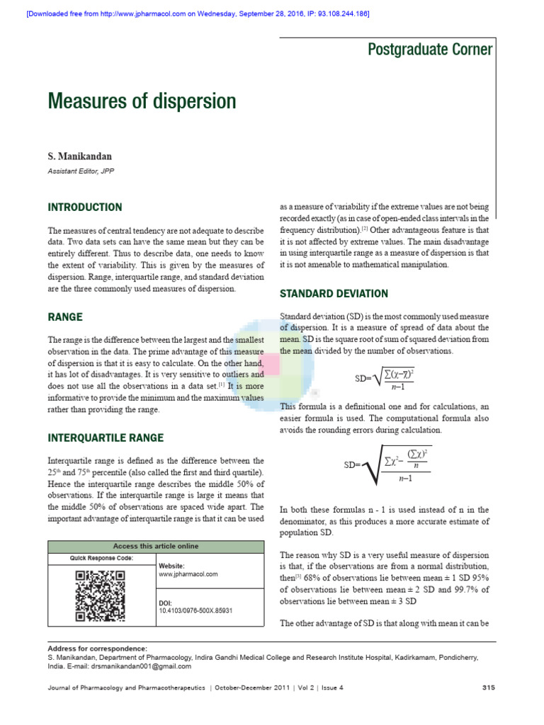 Measures_of_dispersion | PDF | Standard Deviation | Mean