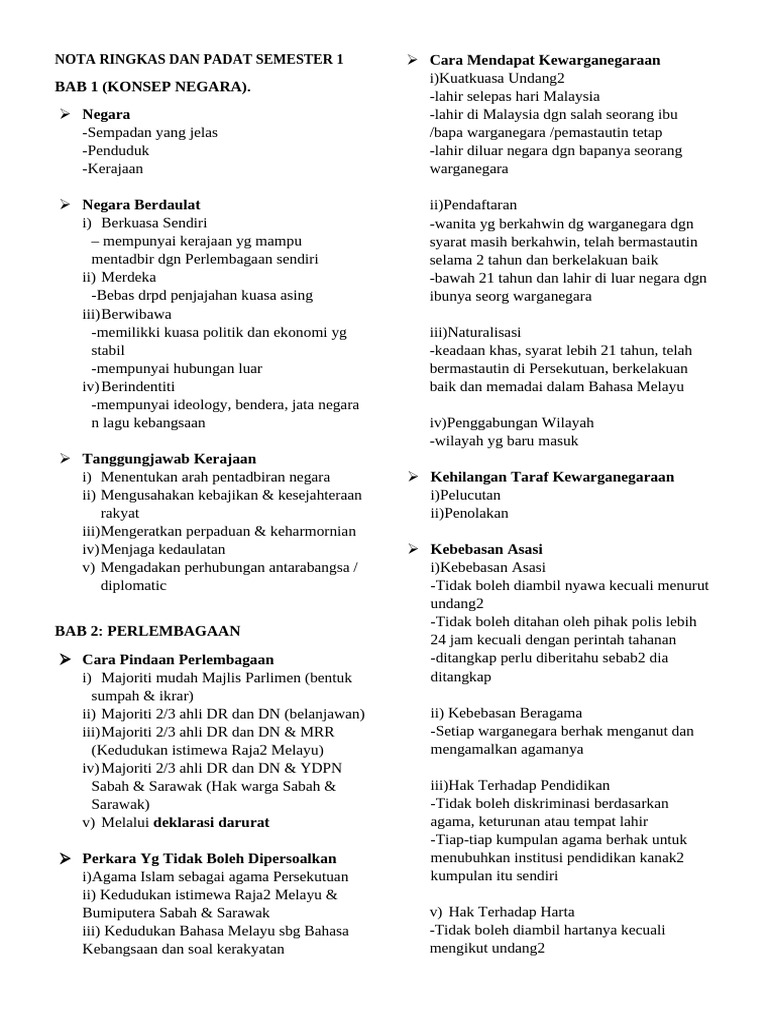 NOTA RINGKAS DAN PADAT SEMESTER 1 | PDF NOTA RINGKAS DAN PADAT SEMESTER 1 | PDF