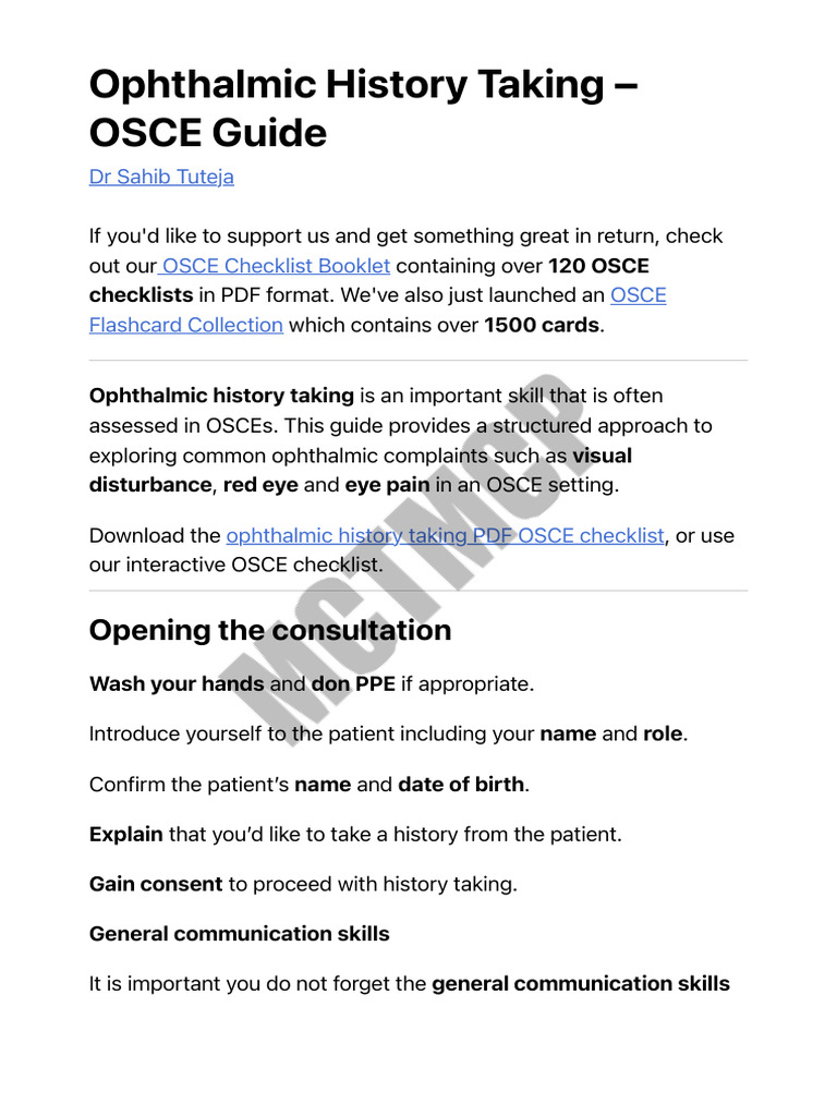 Ophtha Medical Junction History Taking | PDF | Clinical Medicine ...