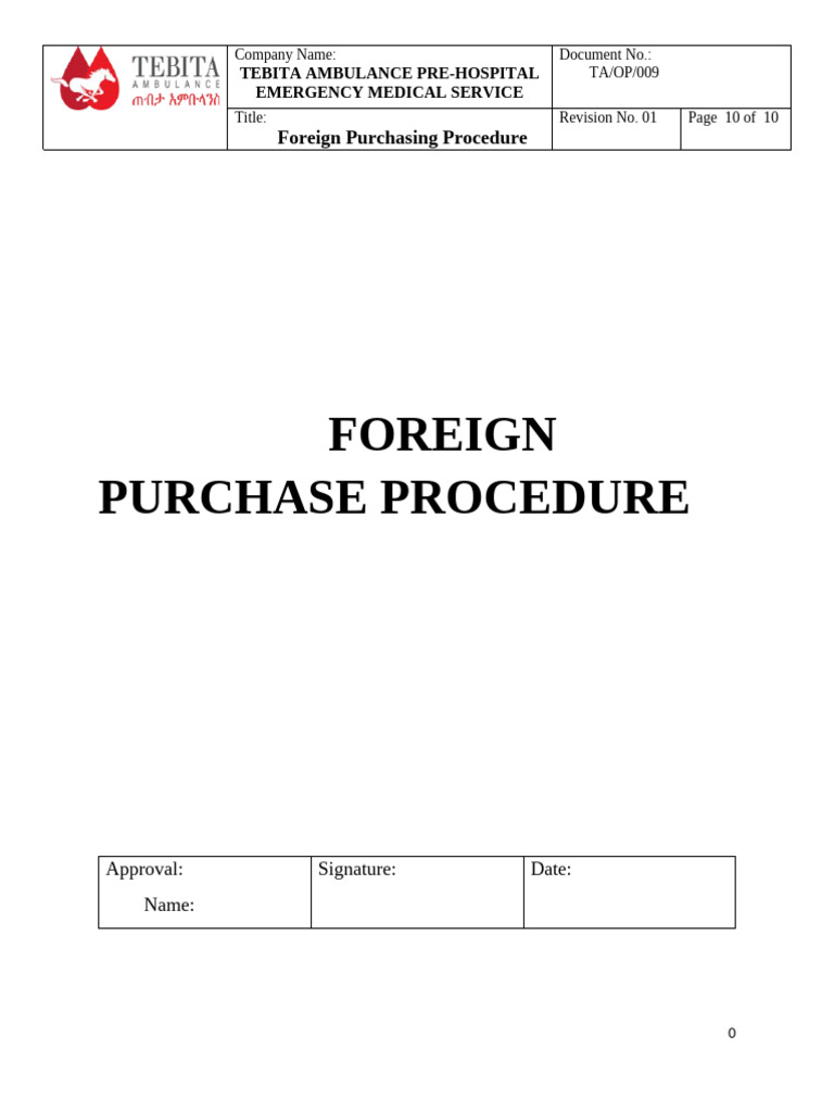 Foreign Purchasing Procedure Overview | PDF | Emergency Medical Services | Quality Management System
