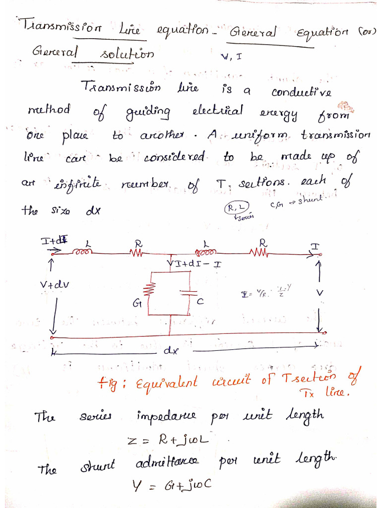 Transmission Lines Equation or General Equation or General Theory | PDF