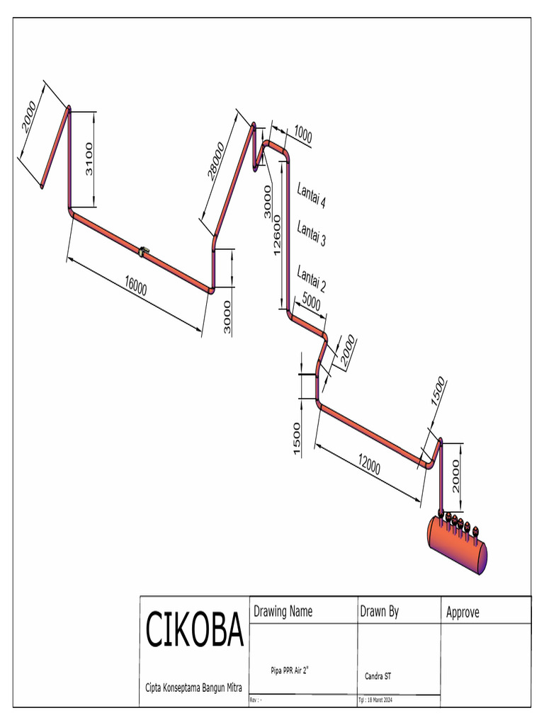 PPR Pipe Drawing for Floors 2-4 | PDF