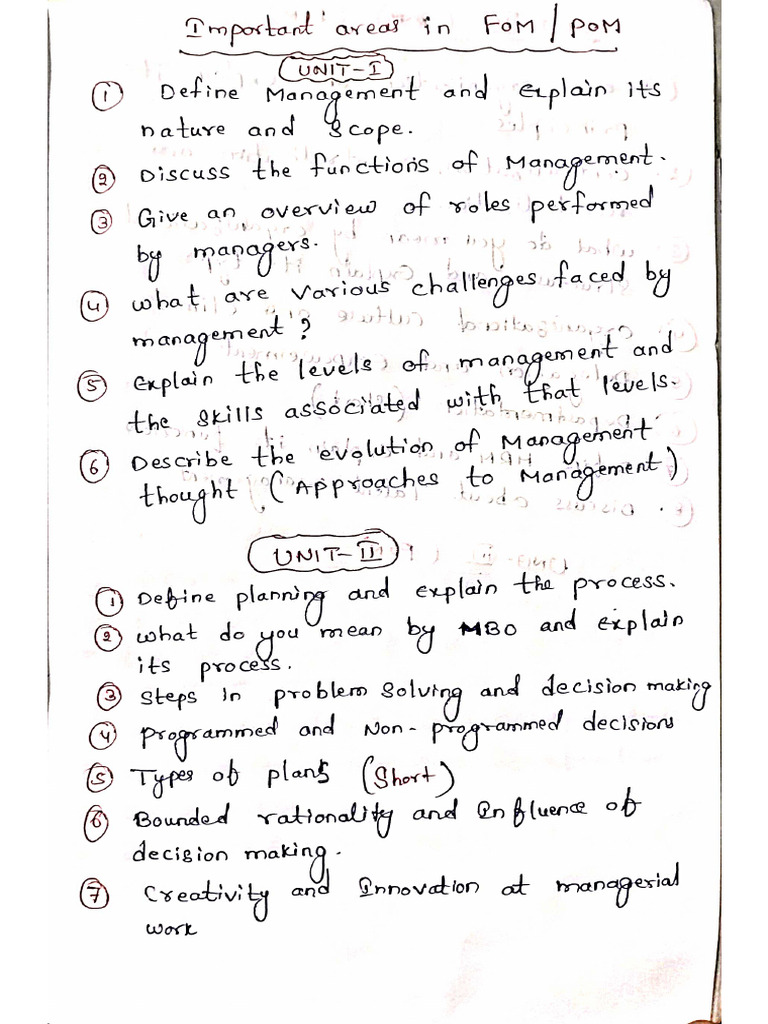 POM - FOM Important Areas | PDF