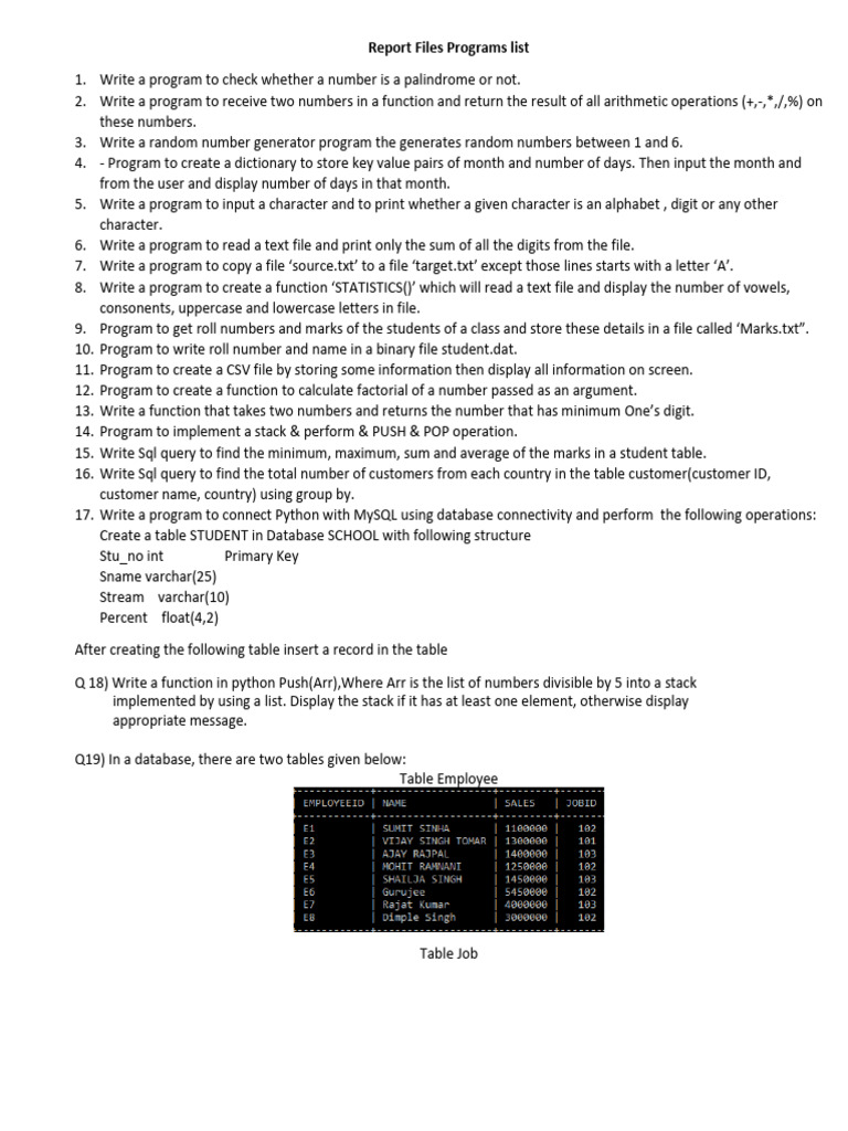 Computer Science report file questions | PDF | Table (Database) | Data