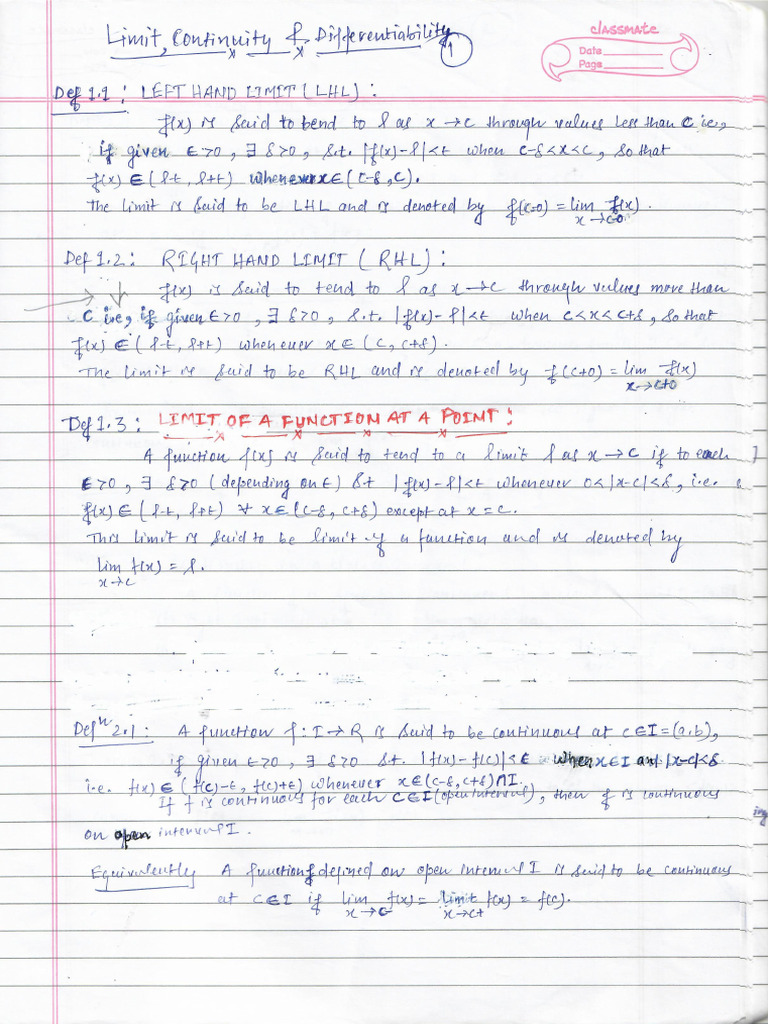 Nk Limit Continuity Differentiability Pdf