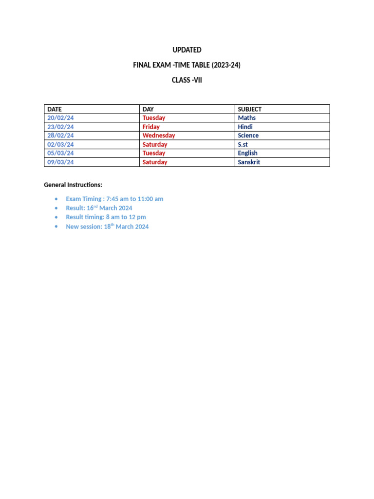 Class VII | PDF