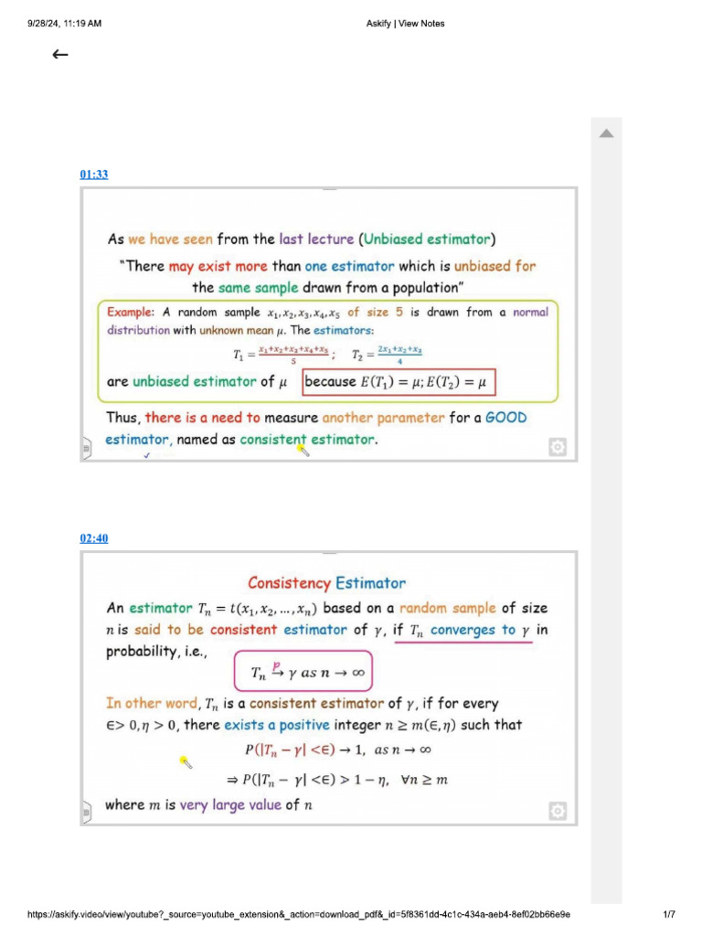 Consistant estimator examples | PDF