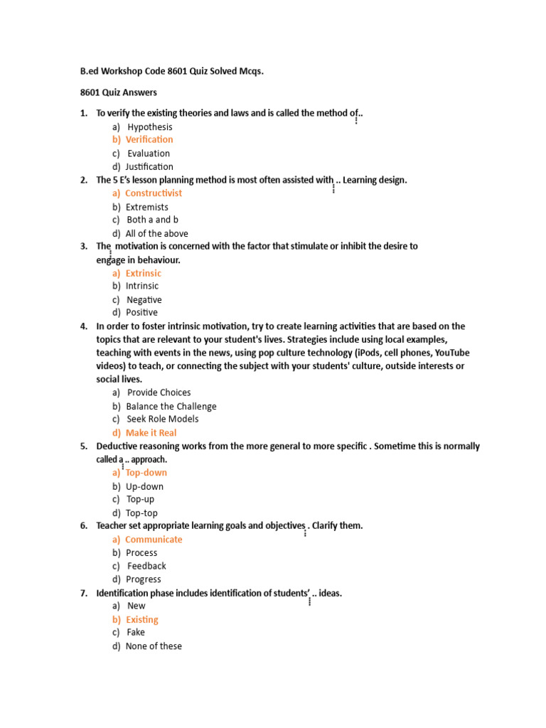 8601 Quiz File | PDF | Motivational | Motivation