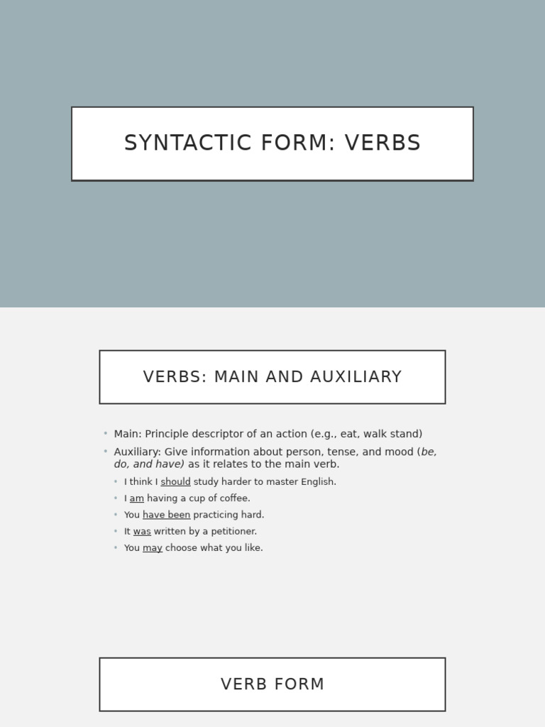 Syntactic+Form+Verbs | PDF | Verb | Morphology