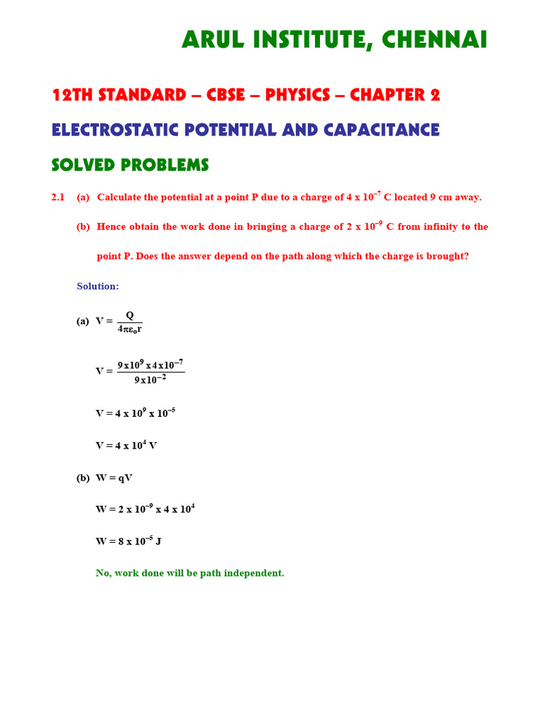 Physics Chapter2 Solved Problems | PDF | Dielectric | Capacitance
