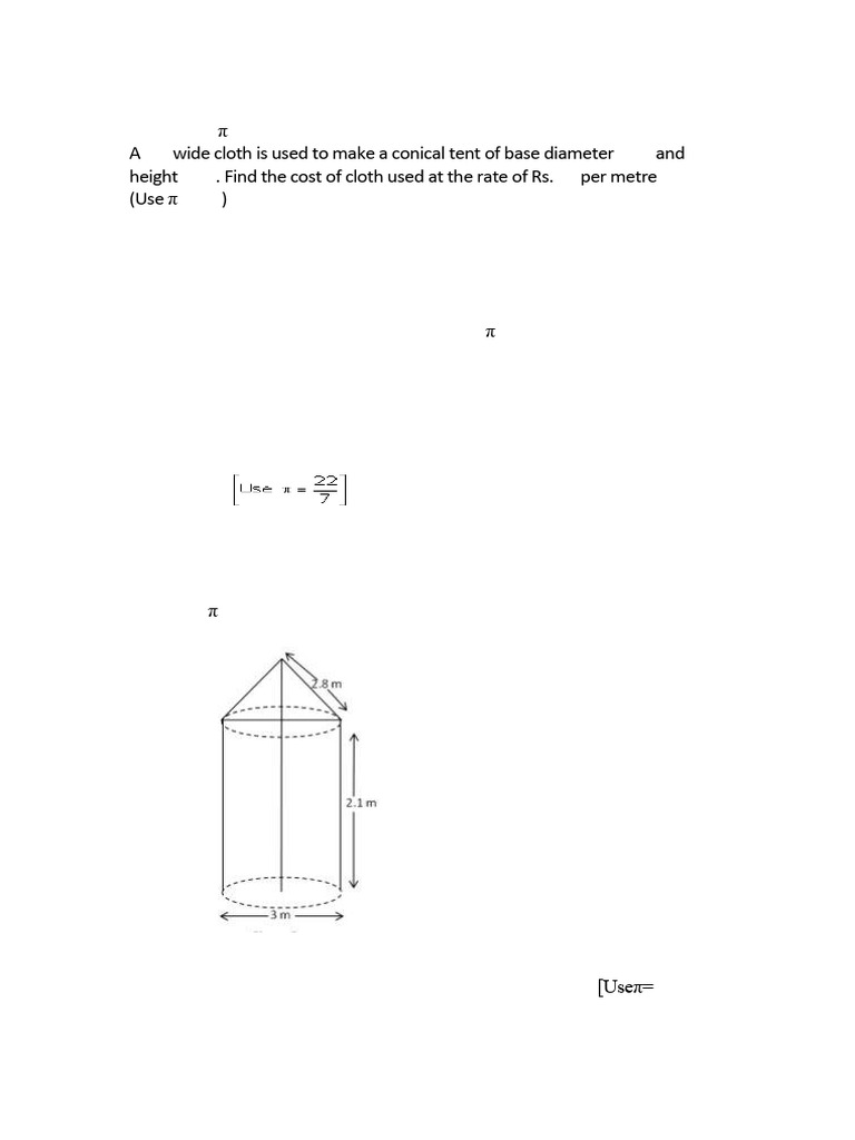 Conical Cavity in Cylinder Calculations | PDF