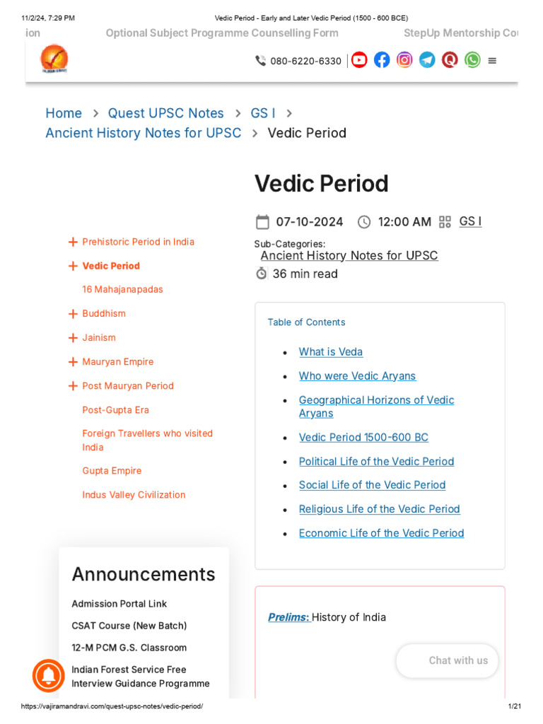 Vedic Period Early And Later Vedic Period 1500 600 Bce Pdf