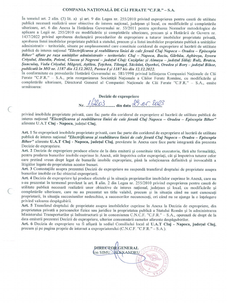 Decizie Expropriere UAT Cluj Napoca | PDF