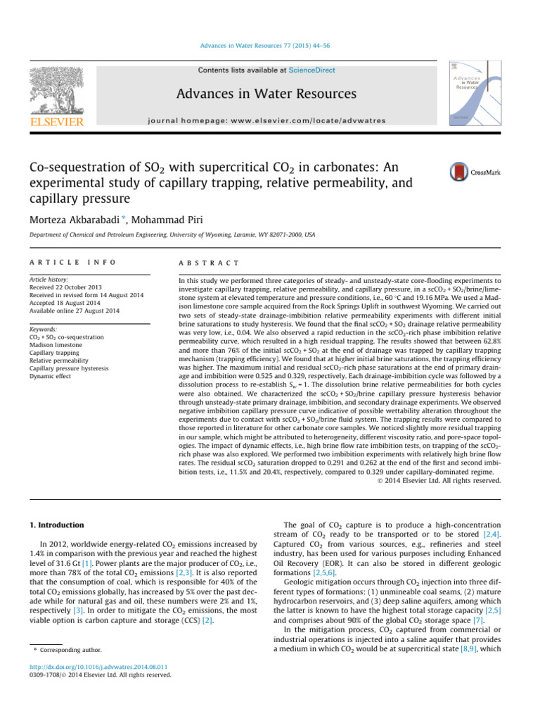 Akbarabadi, Piri 2015 So2 Co2 Limestone Deixar em Standby | PDF | Carbon Sequestration | Carbon ...