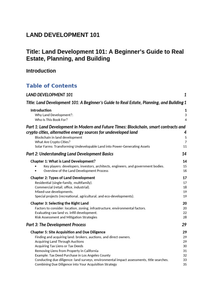 LAND DEVELOPMENT 101 - Sample | PDF | Infrastructure | Economies
