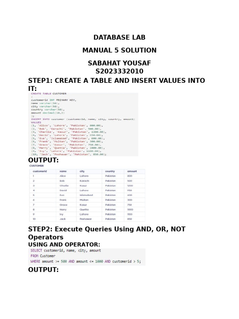 DATABASE LAB MANUAL 5 | PDF