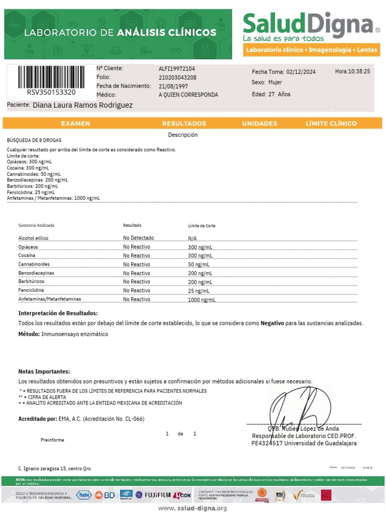 Salud Digna Antidoping | PDF | Especialidades Medicas | Medicina