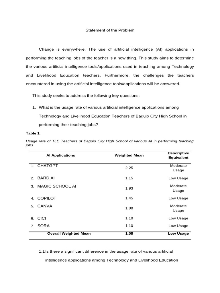 Statement of The Problem Final1 | PDF | Artificial Intelligence | Intelligence (AI) & Semantics