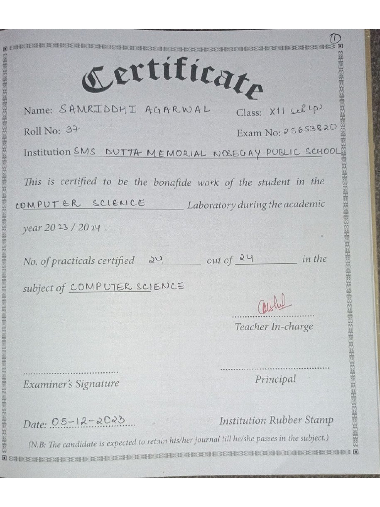 Computer Practical File 1 | PDF