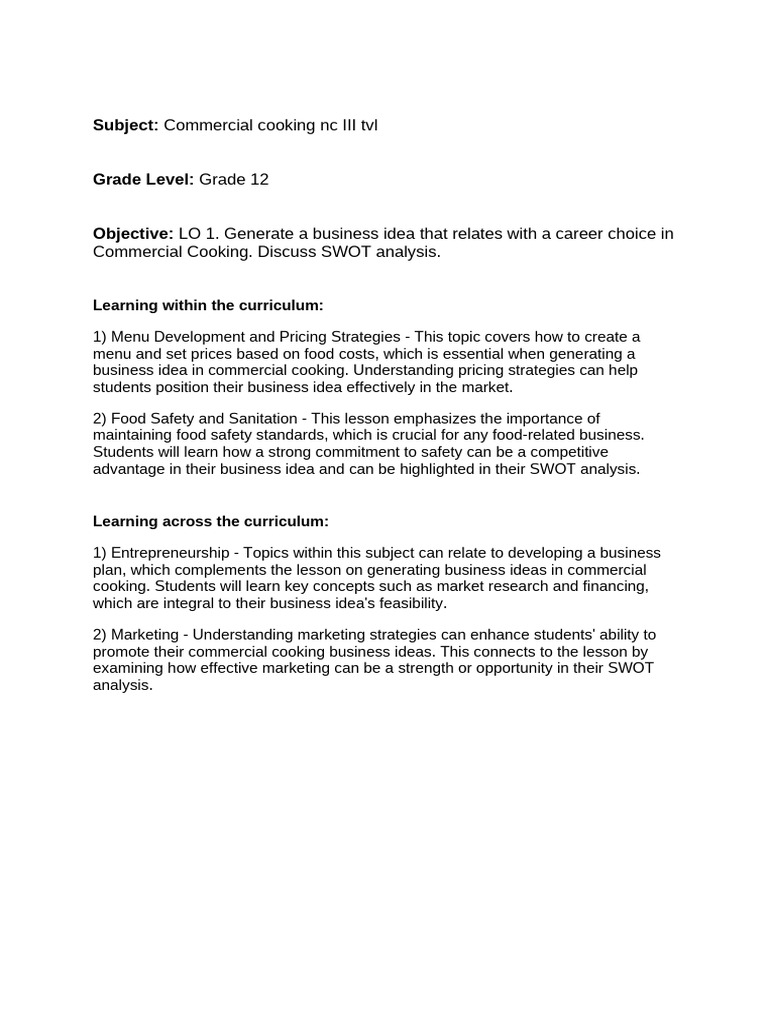 Lesson Plan | PDF | Swot Analysis | Brainstorming