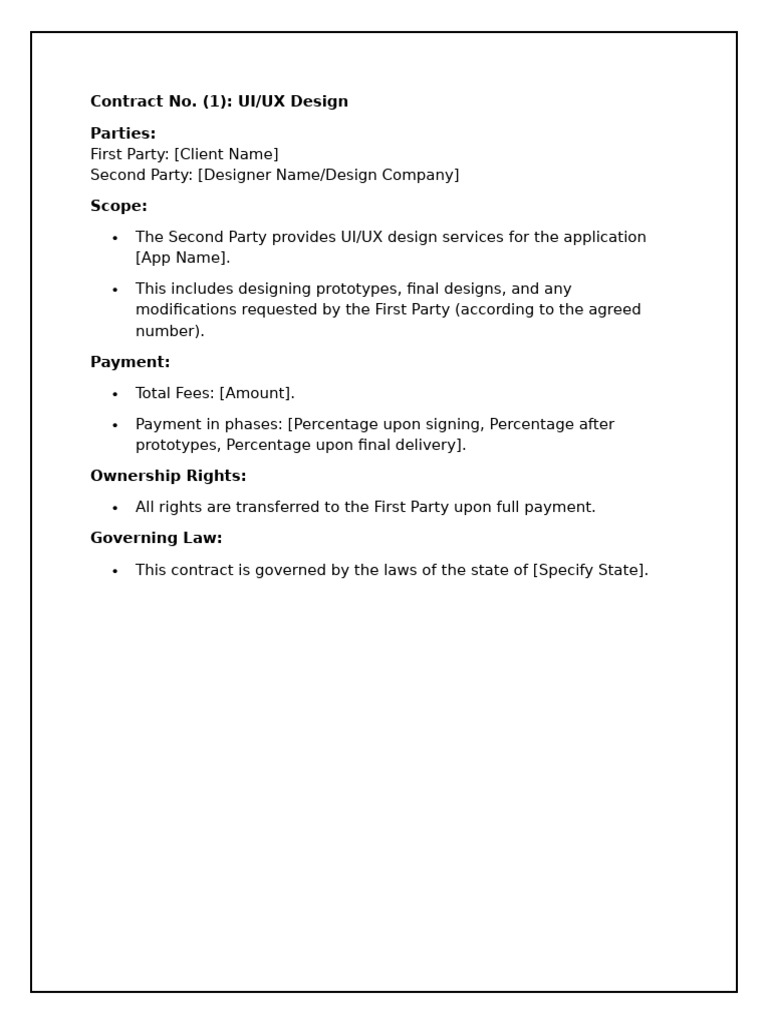 UI/UX Design Contract Agreement | PDF
