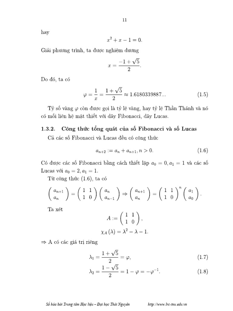 TÀI LIỆU THAM KHẢO DÃY SỐ FIBONACCI VÀ LUCAS | PDF