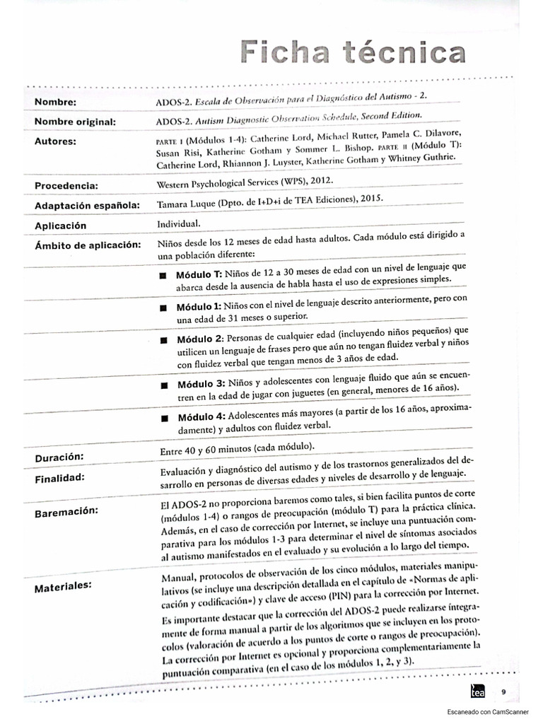 Escala Ados 2 | PDF