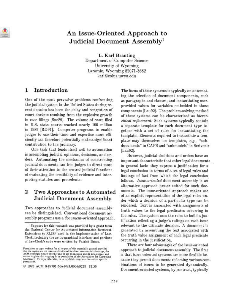 An Issue-Oriented Approach To Judicial Document Assembly | PDF | Evidence