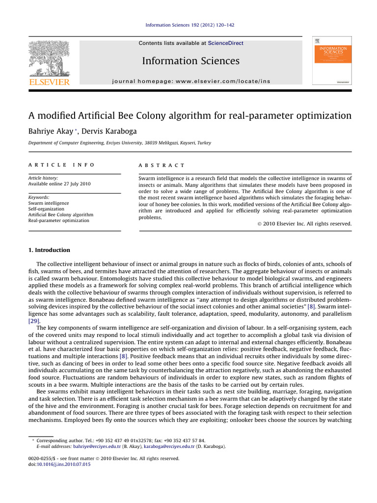 2012a Modified Artificial Bee Colony Algorithm For Real Parameter