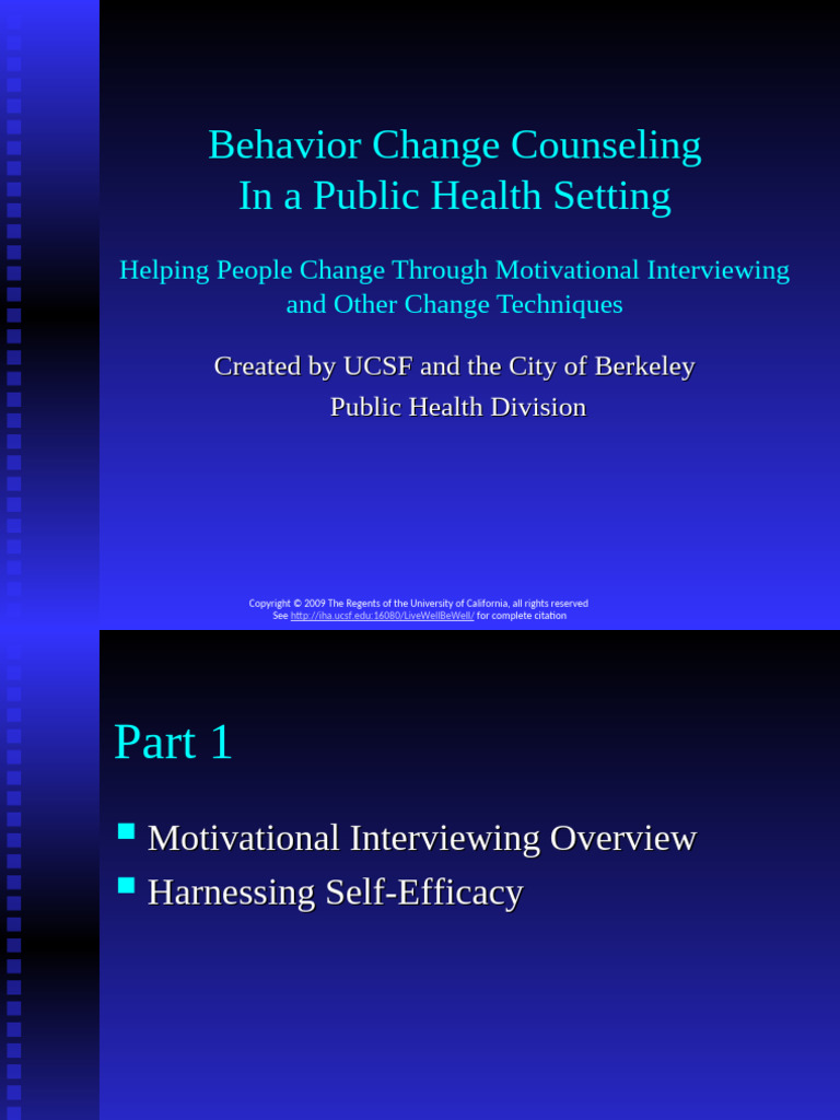 Motivational Interviewing for Behavior Change | PDF | Self Efficacy ...