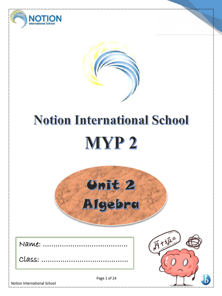 MYP-2 Unit 2 booklet | PDF | Algebra | Equations