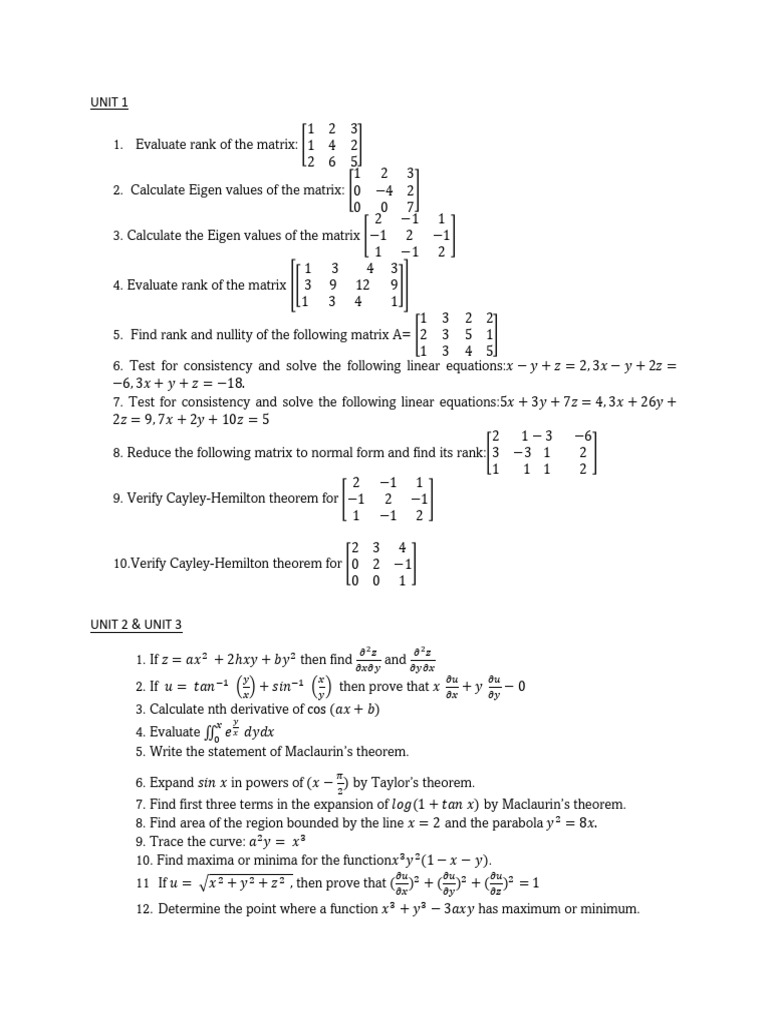 PRACTICE QUESTIONS | PDF | Matrix (Mathematics) | Eigenvalues And Eigenvectors