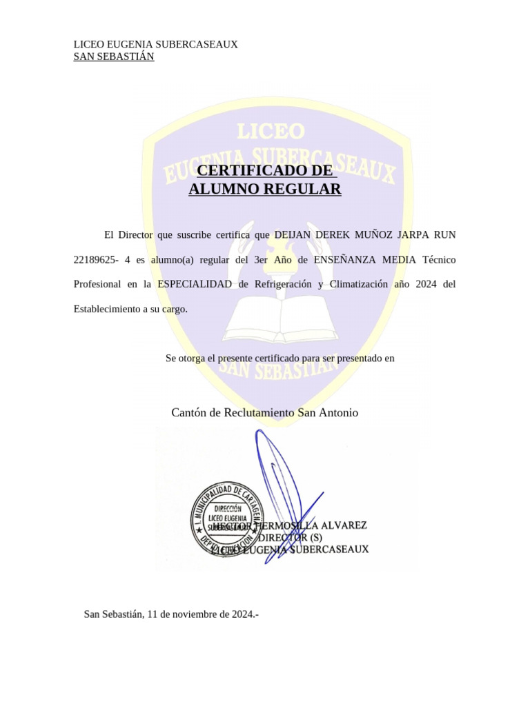 Certificado de Alumno Regular 2024 TP | PDF