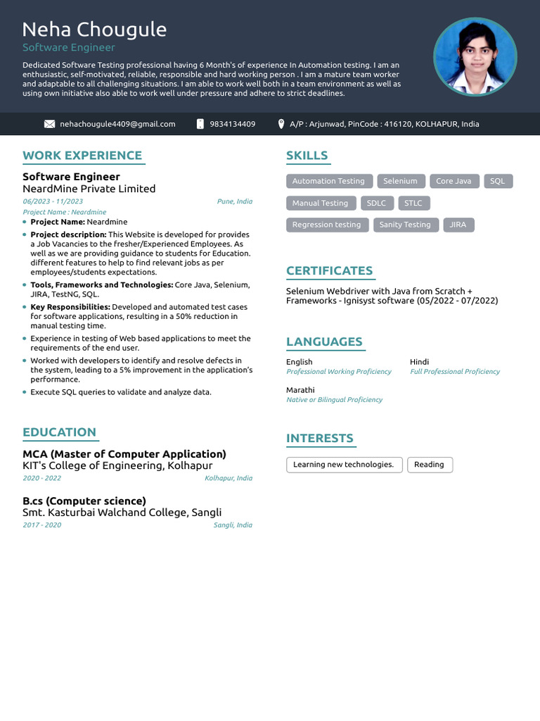 Neha's Resume (QA) | PDF | Software Testing | Computing