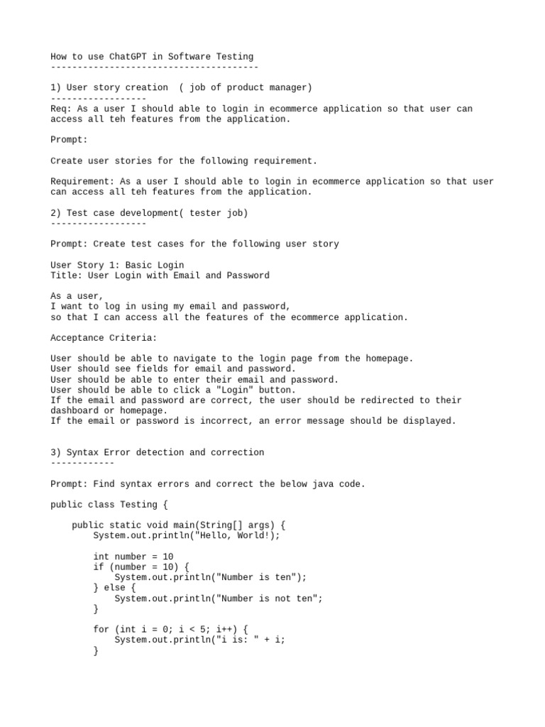 ChatGPT in Software Testing | PDF | Password | Computing ChatGPT in Software Testing | PDF | Password | Computing