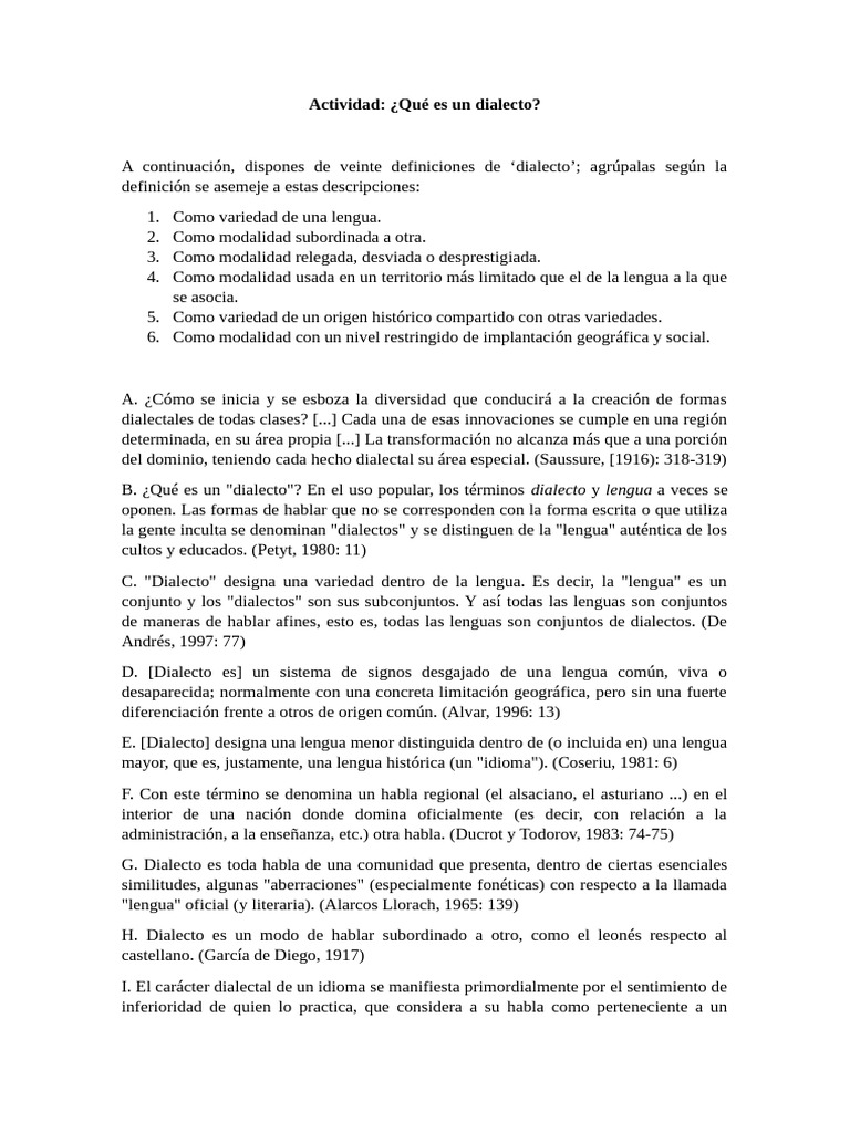 Definiciones y características del dialecto | PDF | Dialecto | Idiomas