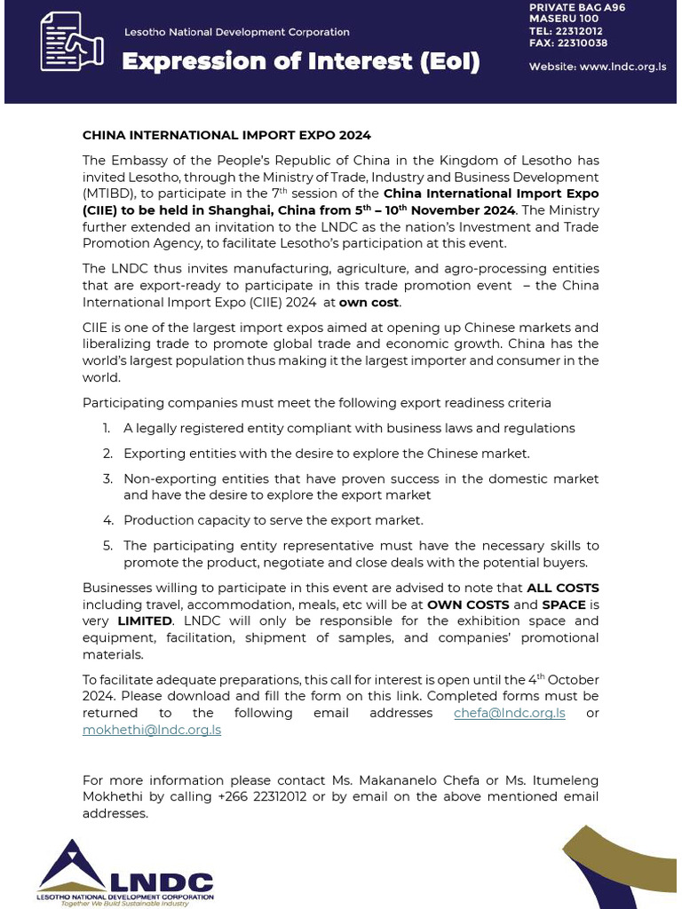 Expression of interest | PDF