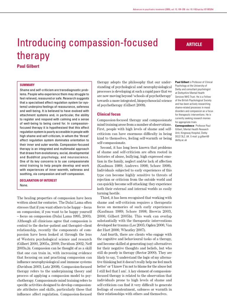 Introducing Compassion Focused Therapy | Psychotherapy | Emotions