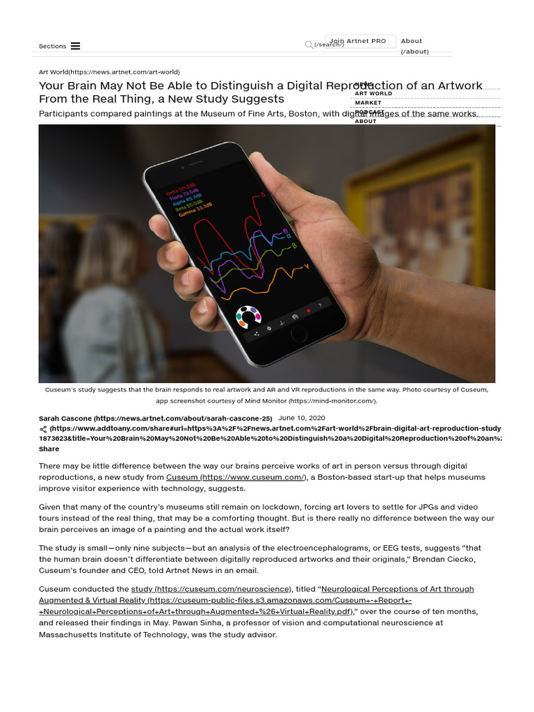 Your Brain May Not Be Able To Distinguish A Digital Reproduction of An ...