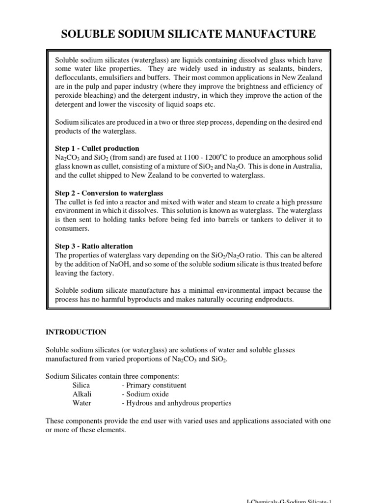 Sodium Silicate Manufacturing Process | PDF | Science & Mathematics