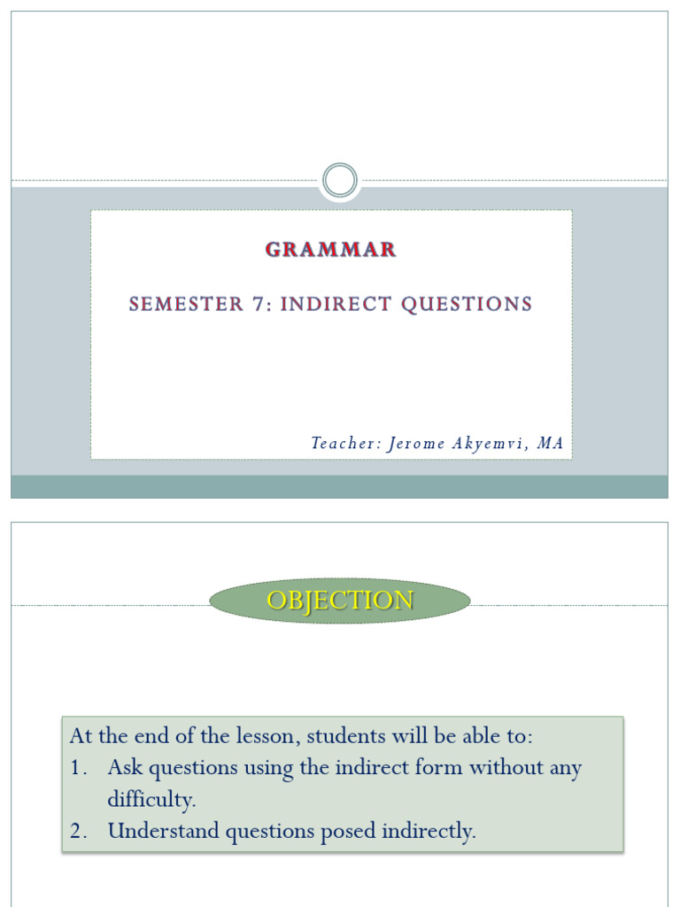 INDIRECT QUESTION | PDF | Question | English Language