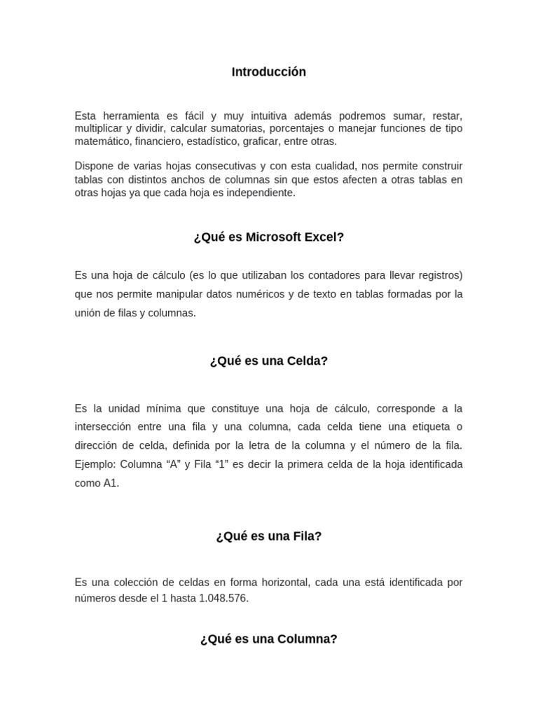 Qué es Microsoft Excel | PDF | Hoja de cálculo | Informática