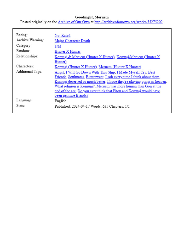 Goodnight_Meruem | PDF