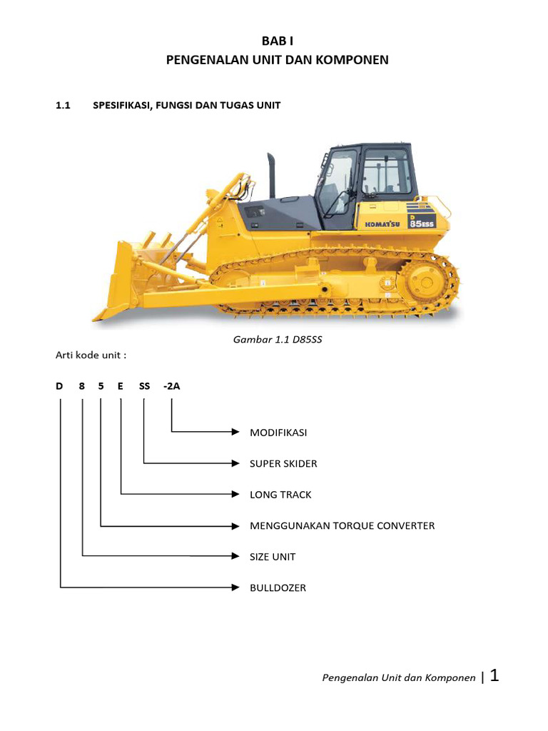 Spesifikasi dan Komponen Dozer D85ESS | PDF