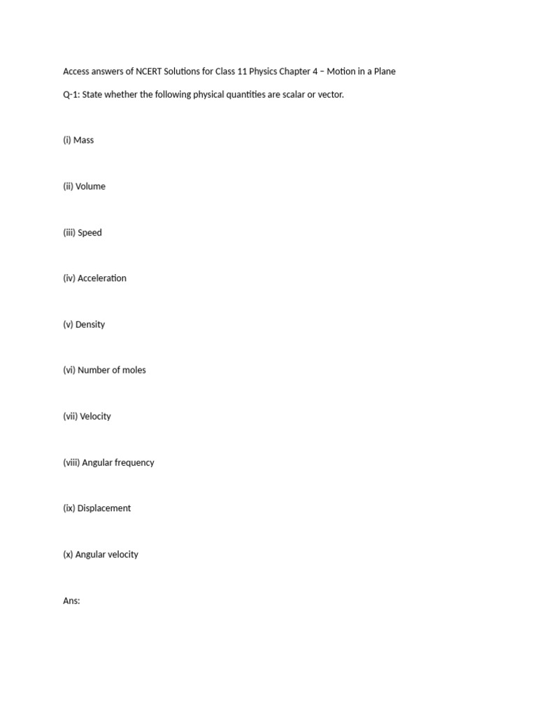 Ncert CH 2 Physics Class 11 Solutions | PDF | Acceleration | Euclidean Vector
