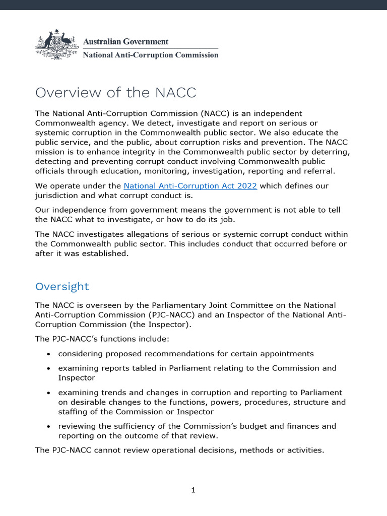 NACC Factsheet Overview of The NACC | PDF