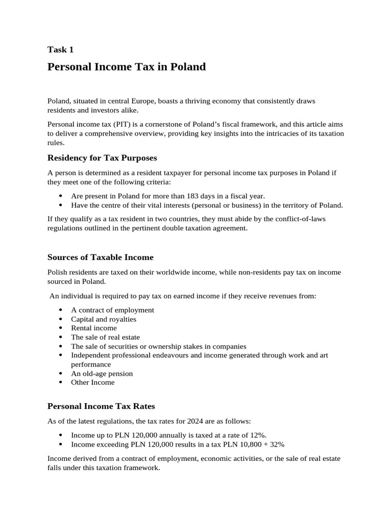 1.Personal Income Tax in Poland. | PDF | Taxes | Double Taxation