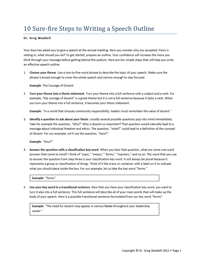 10 Steps to Writing a Speech | PDF | Question | Cognitive Science